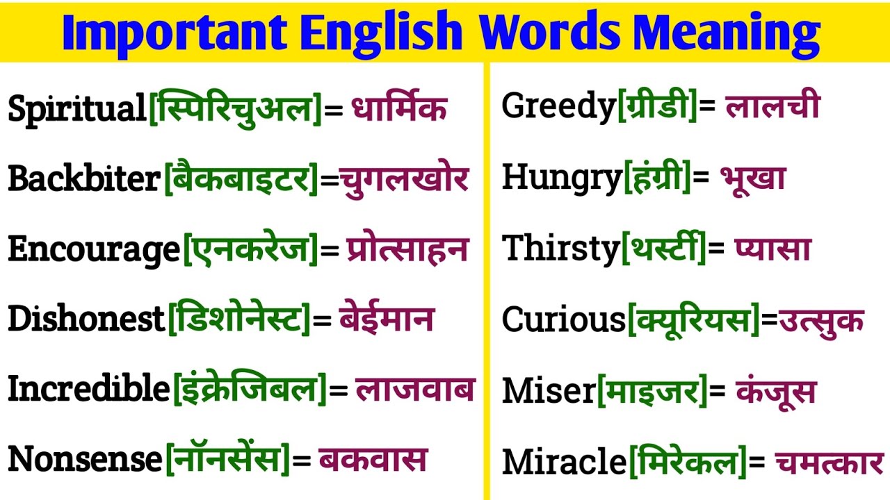 Word Meaning Dictionary || Daily Use English Vocabulary || Important ...