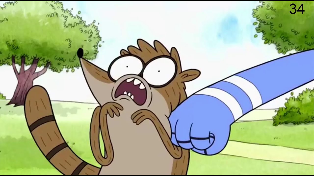 Regular Show - Every Clip Of Mordecai Punching Rigby - YouTube