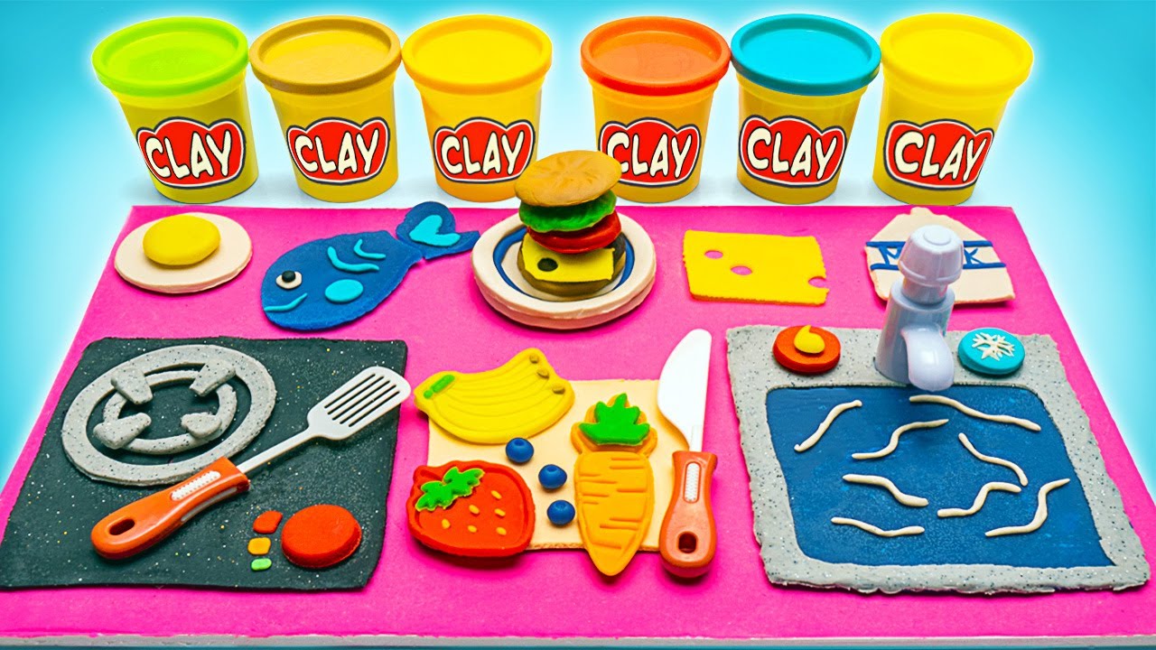 Let's Make Mini Kitchen Set And Food With Modeling Clay || EASY CLAY ...