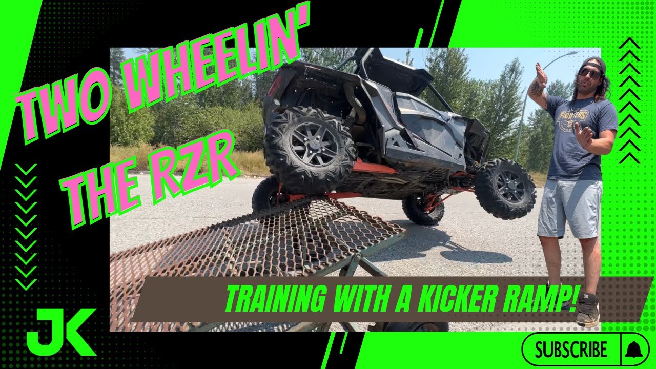 TWO WHEELING THE POLARIS RZR 1000 WITH A KICKER RAMP - YouTube