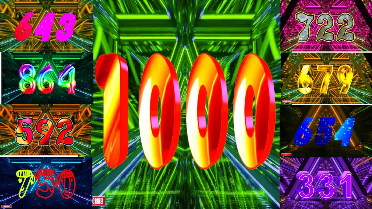 Colorful Number 1 to 1000 Count up timer alarm🔔🎵 - YouTube