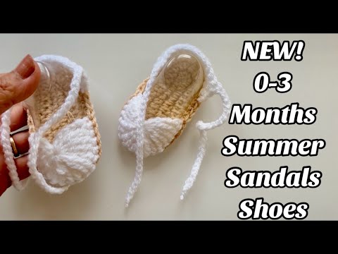 NEW! CROCHET 0-3 / 3-6 MONTHS BABY SUMMER SANDALS / SHOES Easy Step by step Tutorial  US TERMS