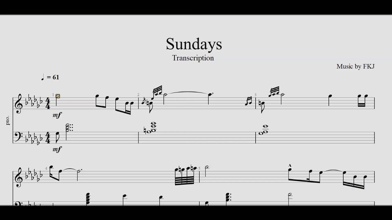 FKJ - Sundays Sheet Music - YouTube