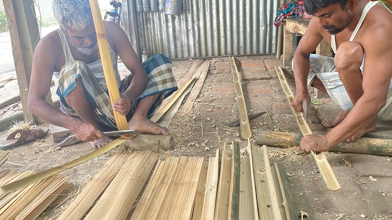 Bamboo Cutting Hand Work|| Bamboo Thin Splitting - YouTube
