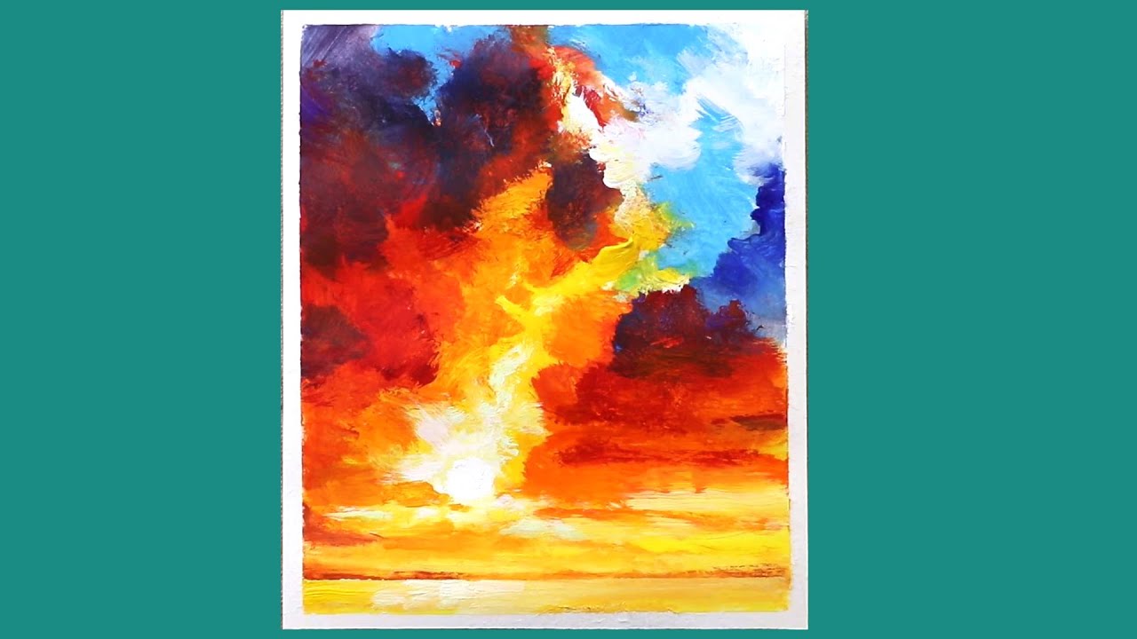 How to paint clouds in the sunset sky | acrylic painting for beginner ...