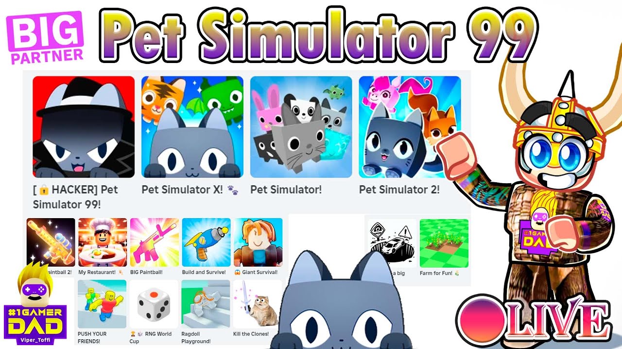 Let us Play some BiG Games and the Original Pet Simulator game 🔴LIVE ...