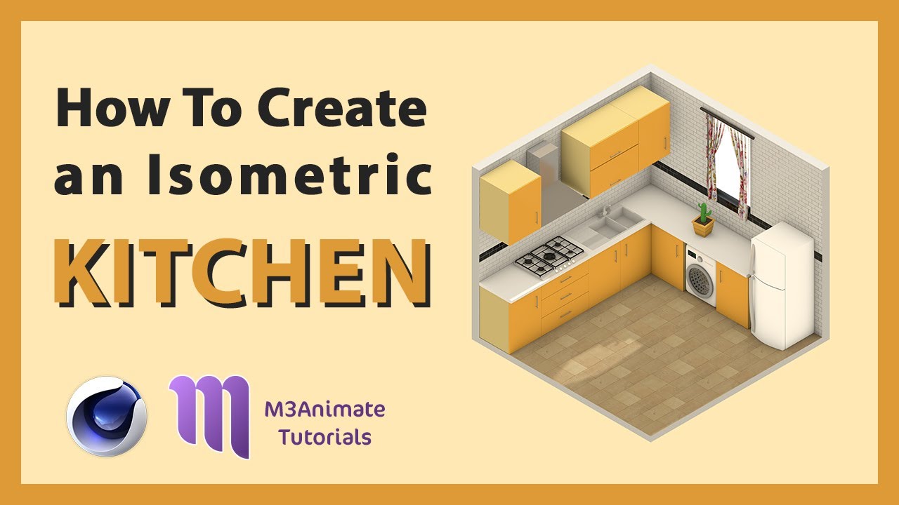 Cinema 4D Tutorial Interior Kitchen Design Speed Art Isometric - YouTube