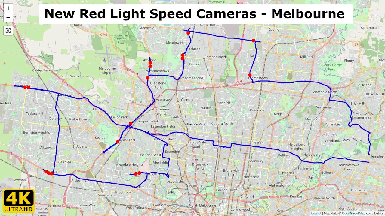 4K dashcam video of 17 new red light speed cameras around Melbourne ...