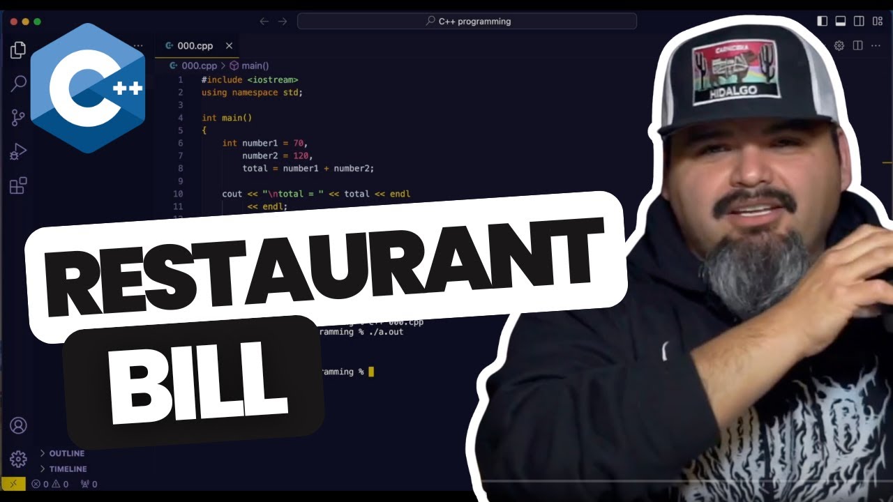 4/20 | Restaurant Bill Program in C++ | Calculate Total Bill with Tip ...