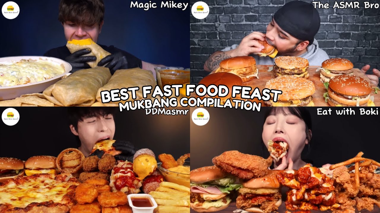ASMR | BEST FAST FOOD FEAST MUKBANG COMPILATION | BURGER, PIZZA, FRIED ...