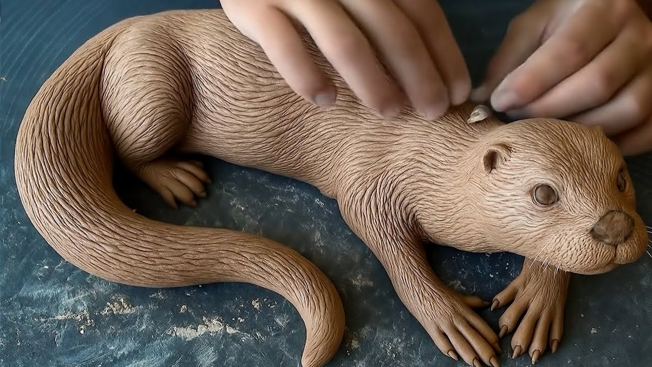 DIY Making a Wet Clay Otter | Easy Clay Animal Sculpting - YouTube