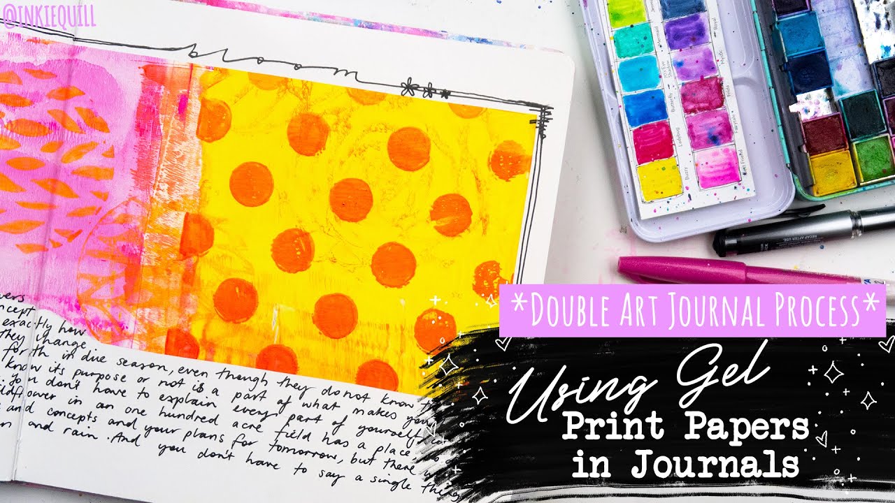 🎨📔💗Using Painted Gel Print Papers in Journals // DOUBLE ART JOURNAL ...