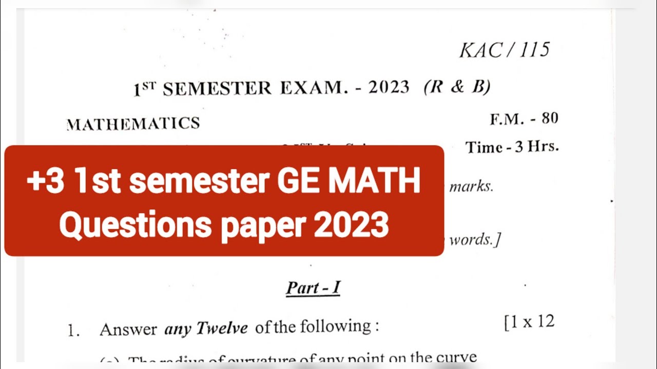 +3 1st semester GE- math question// generic elective mathematics/ GE ...