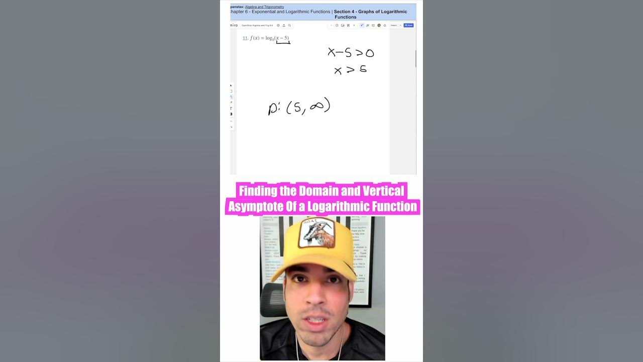 Finding the Domain and Vertical Asymptote of a Logarithmic Function ...