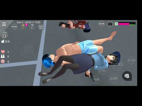 Sakura School Simulator War Aqua Hair Guy Gyaku Ryona Hot Male in Trouble Part 3