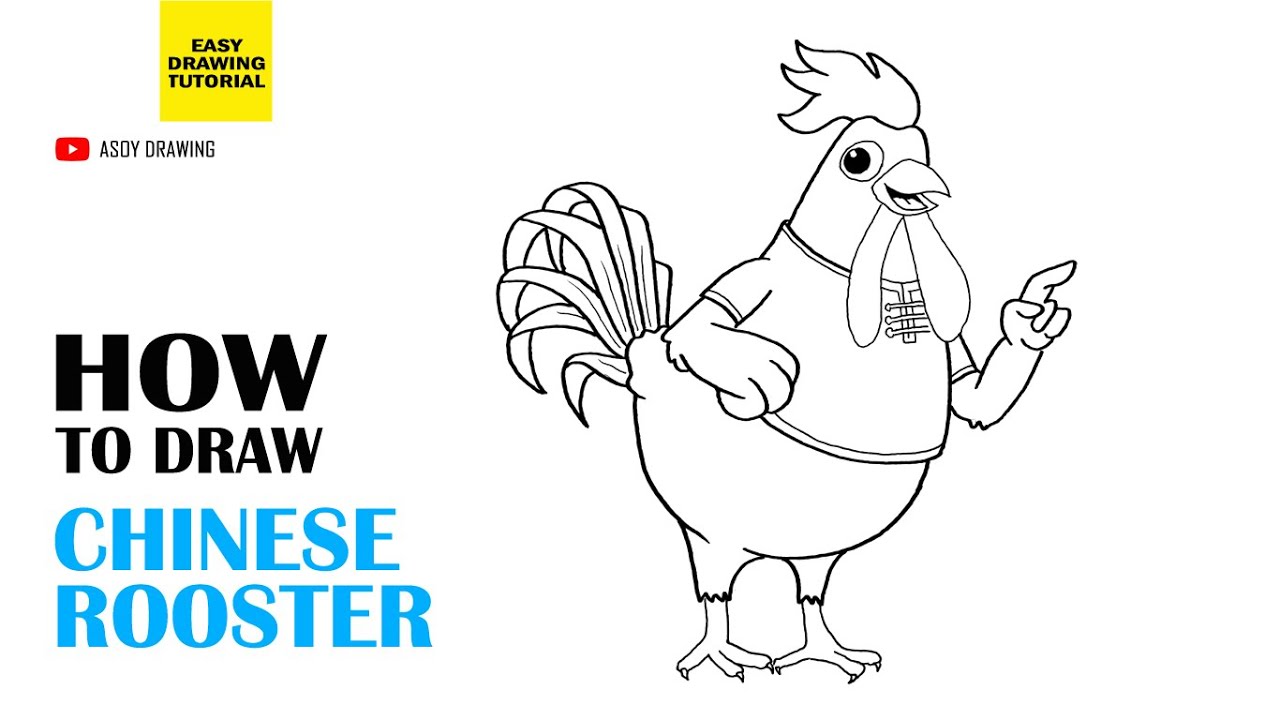 Chinese Rooster Drawing Poster, Foto Rooster Or Cock Symbol Hand