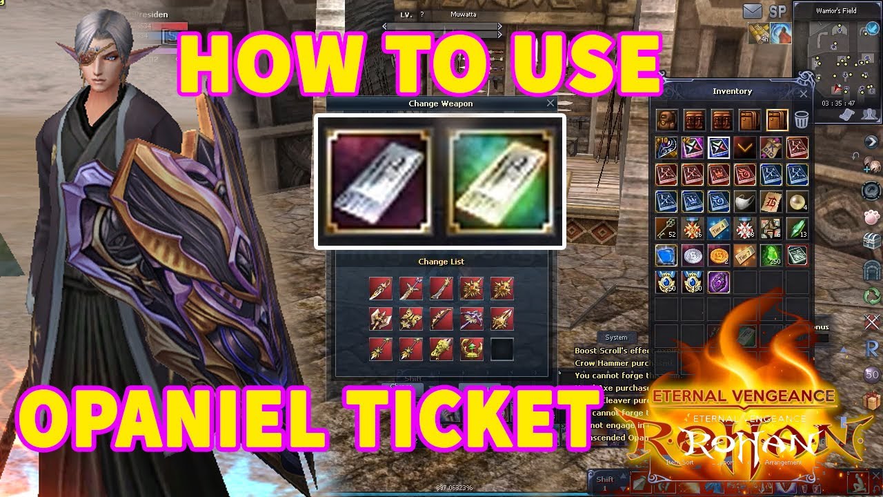 HOW TO USE THESE OPANIEL TICKET : OFFICIAL ROHAN ETERNAL VENGEANCE ...