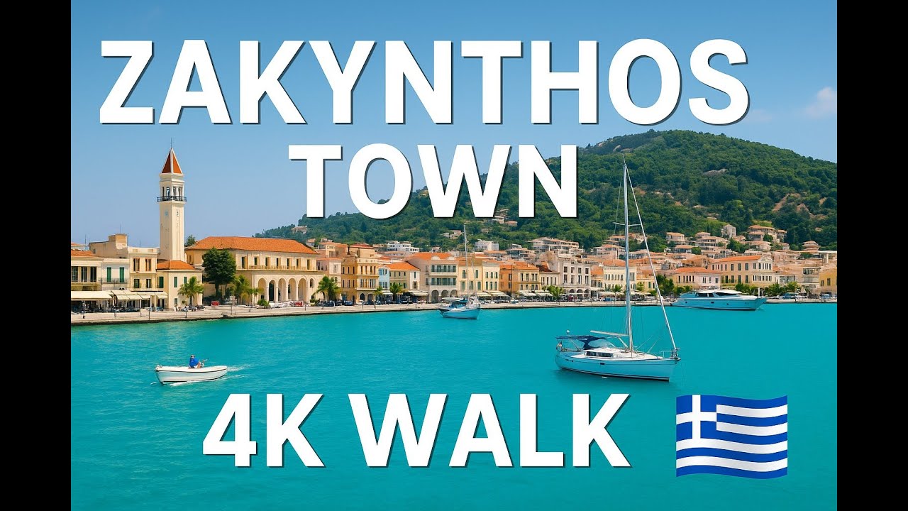 Zakynthos (Zante) Town Walking Tour 🇬🇷 | 4K UHD | Beautiful Greece City ...
