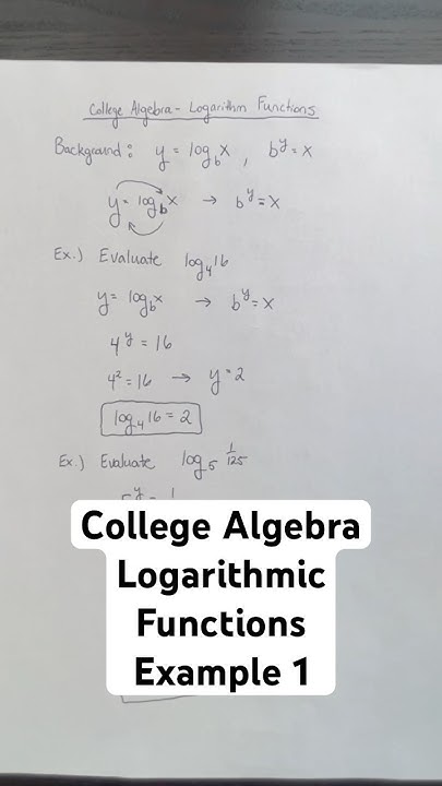 College Algebra - Logarithmic Functions Example 1 #collegealgebra # ...