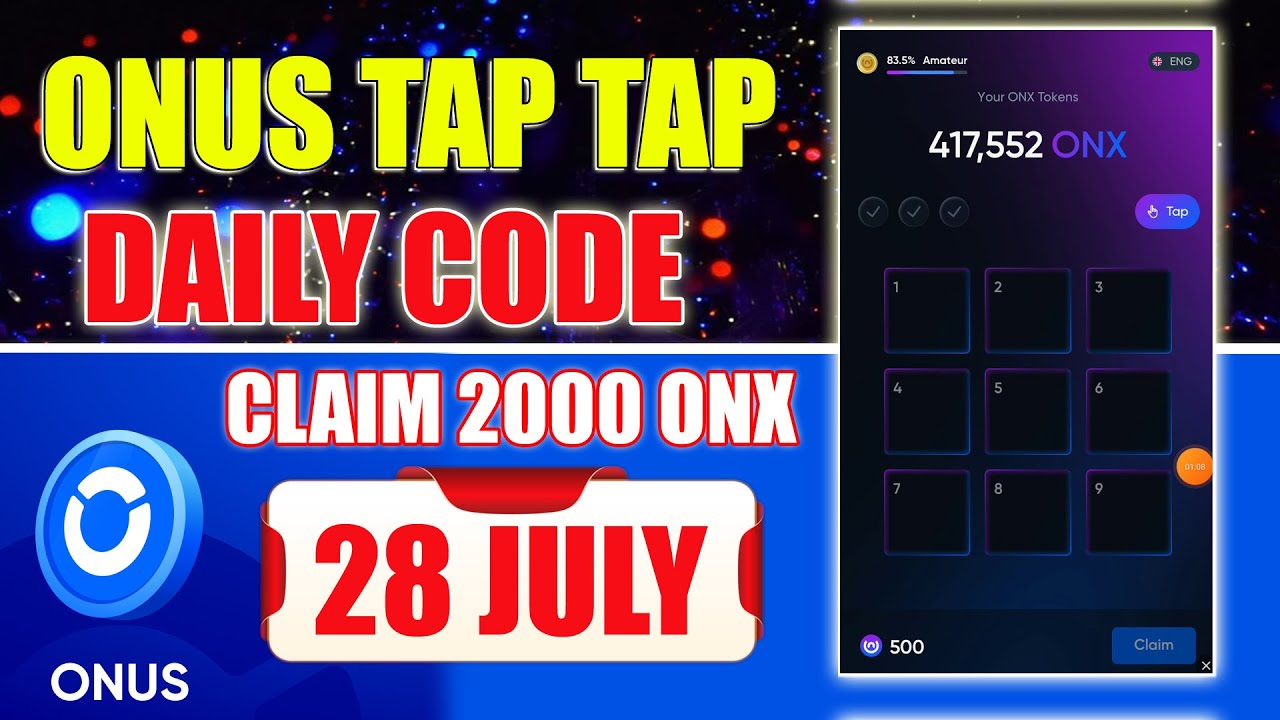 ONUS Tap Tap Tap Daily Code Today 28 July | Claim 2K $ONX Coins Telegram Airdrop - YouTube