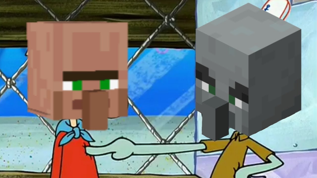 Villager vs Pillager (Spongebob scene big nose) - YouTube