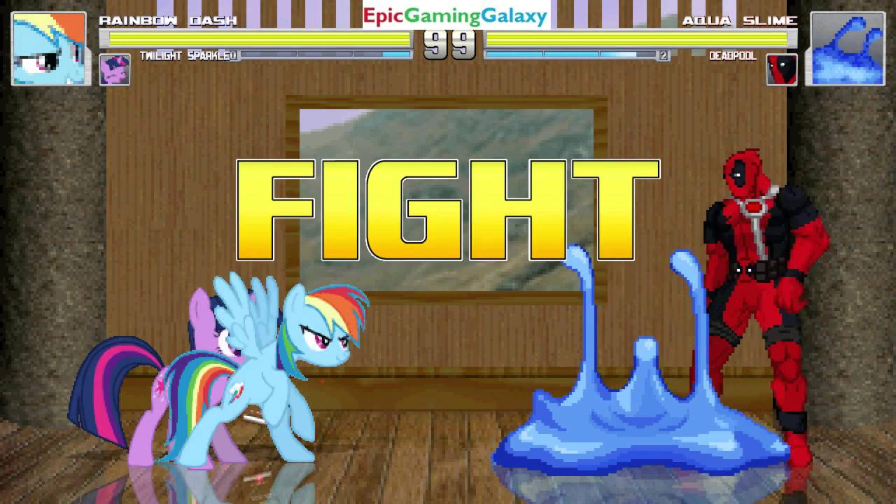 Rainbow Dash And Twilight Sparkle VS Aqua Slime And Deadpool In A MUGEN ...