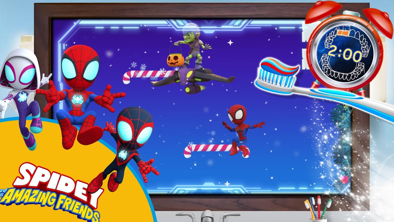 Spidey and Friends Christmas Jump 2 Minute Action Toothbrush timer with ...