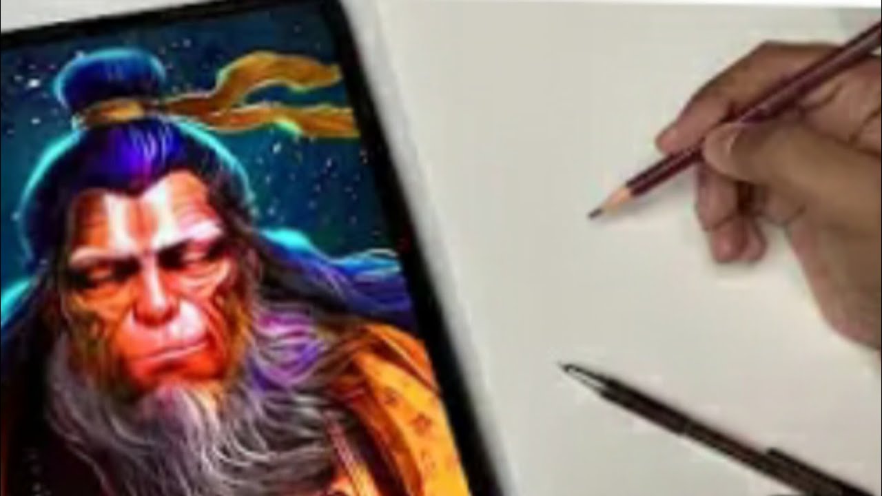 how to draw hanuman ji 🚩|| Hanuman ji drawing with pencil shading ...