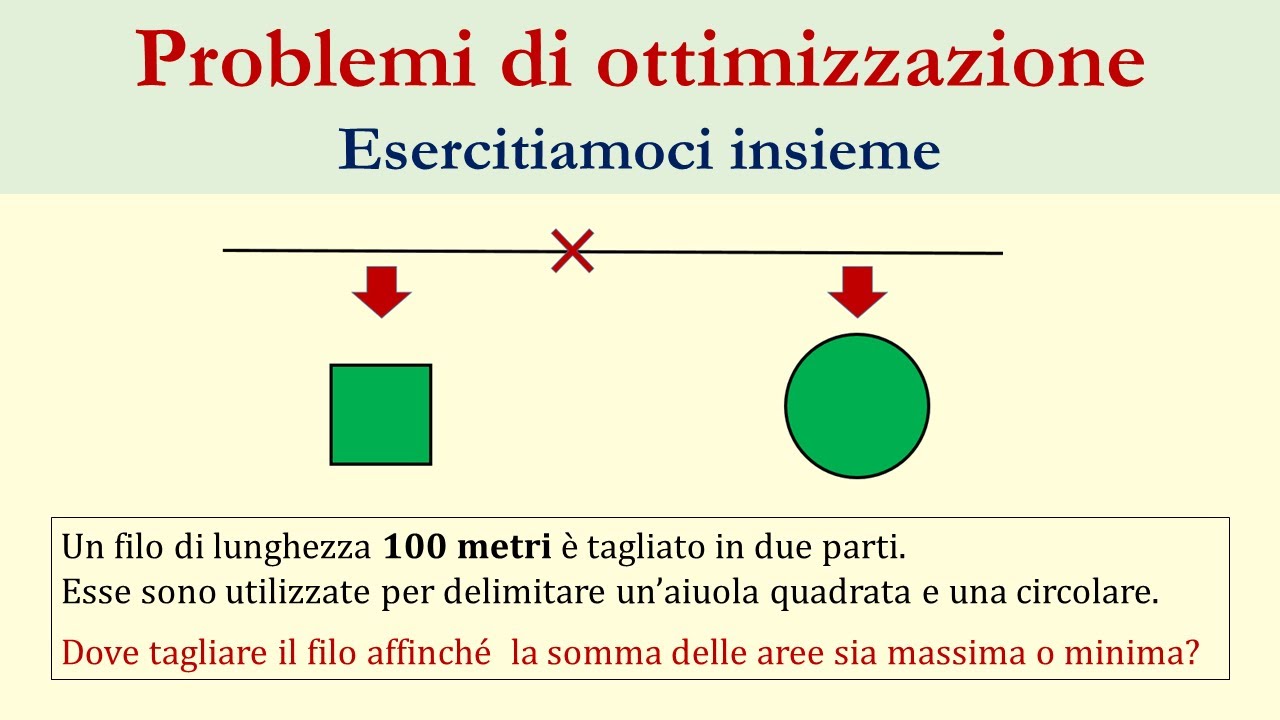 Ottimizzazione - Problema 4 - Aiuole quadrate e circolari - YouTube