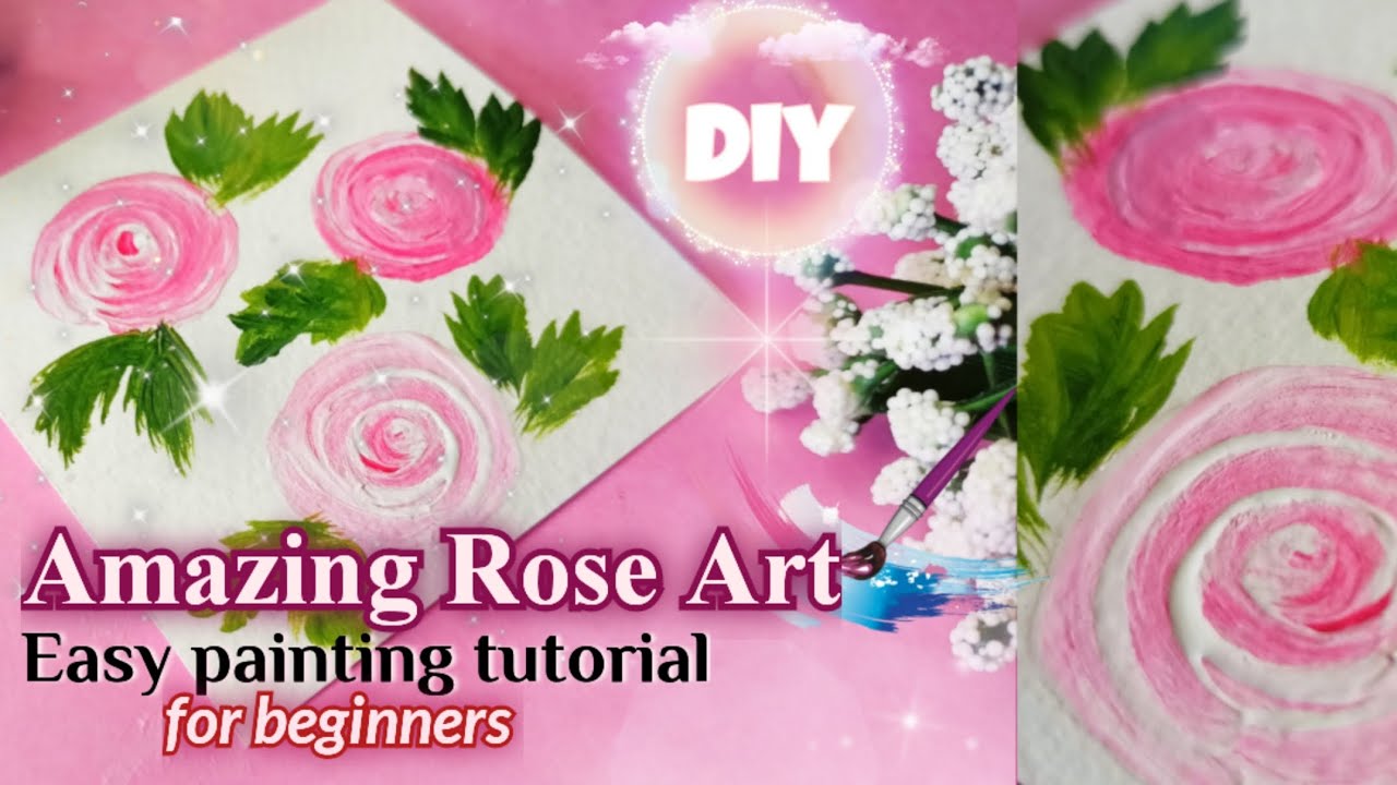 😱Amazing Diy Rose Art🌸 /Easy Painting Ideas for beginners⚡️ ...