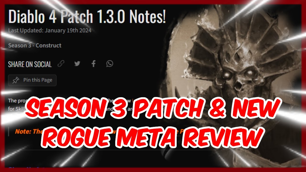 [DIABLO 4] TOP20 ROGUE PLAYER REVIEWS PATCH 1.3 & NEW ROGUE META ...