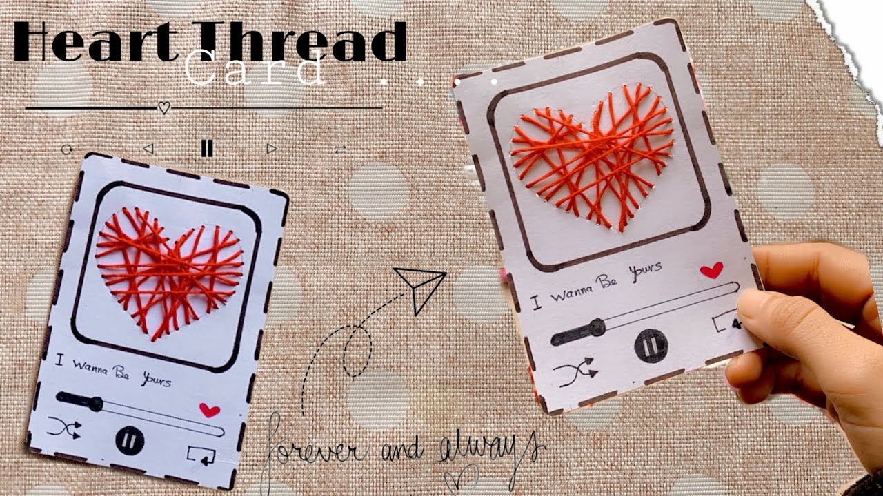 Heart Thread Card 🪡 | cute gift ideas | easy diy gift ideas | #diy # ...