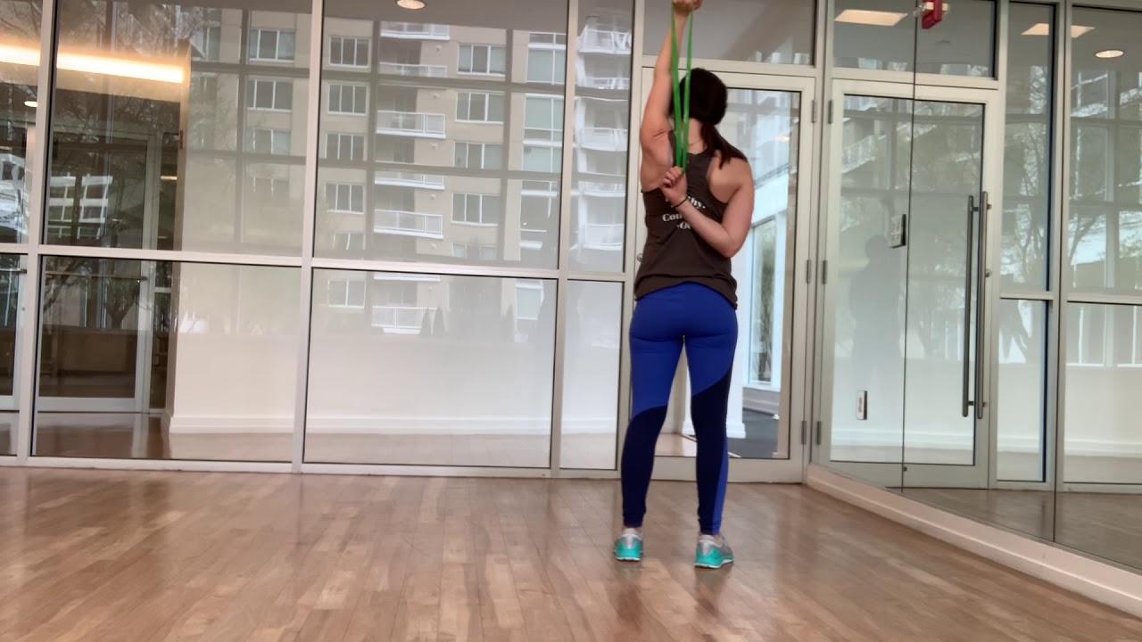 Mini-band 1-arm triceps extension - YouTube