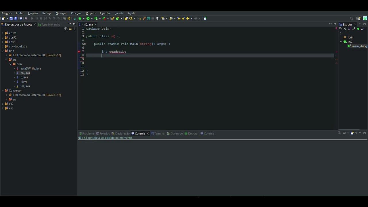 LÓGICA DE PROGRAMAÇÃO JAVA - quadrado de um numero em - YouTube
