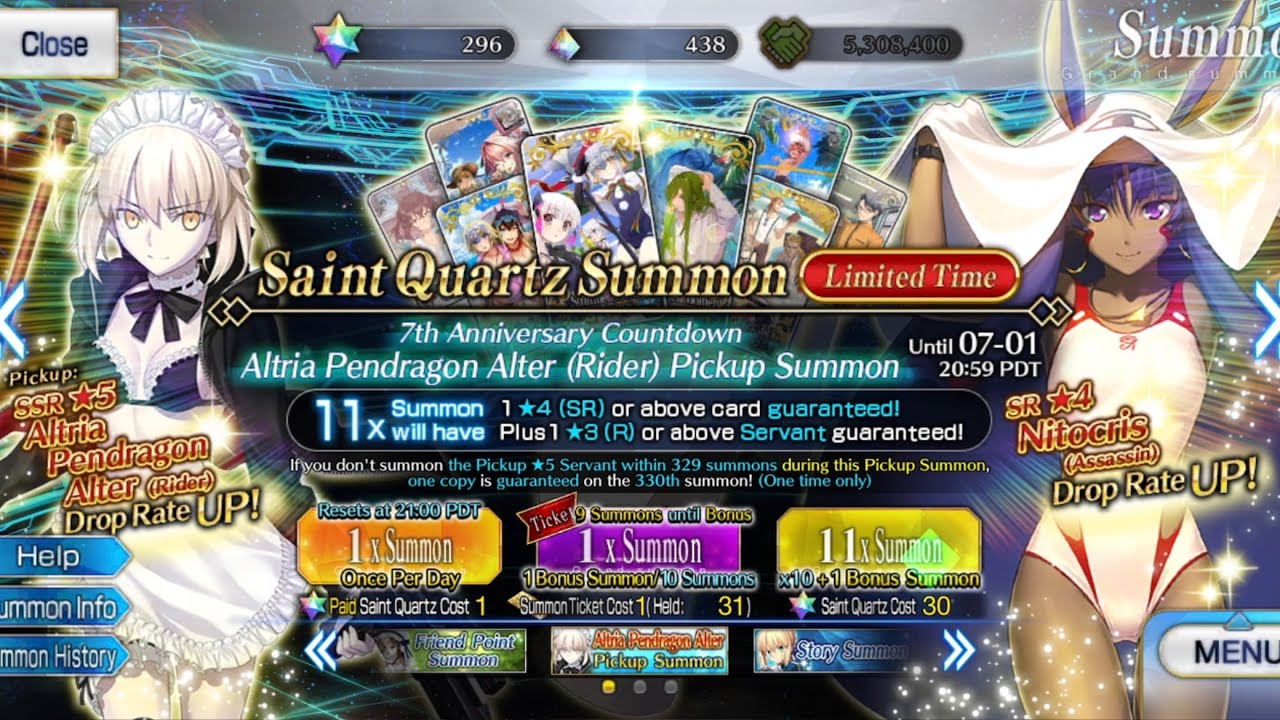 FGO - Pre 7th Anniversary Banner (Maid Alter) Rolls - YouTube