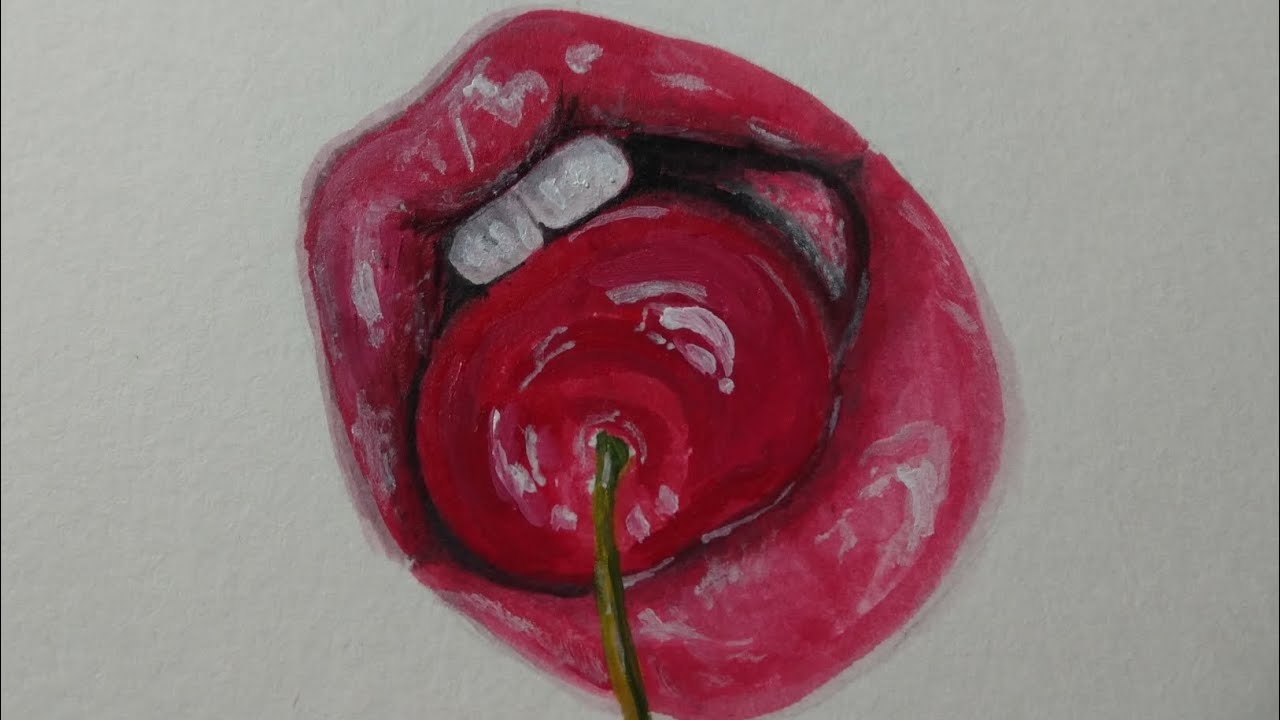 How to paint lips | acrylic painting tutorial | easy drawing for ...
