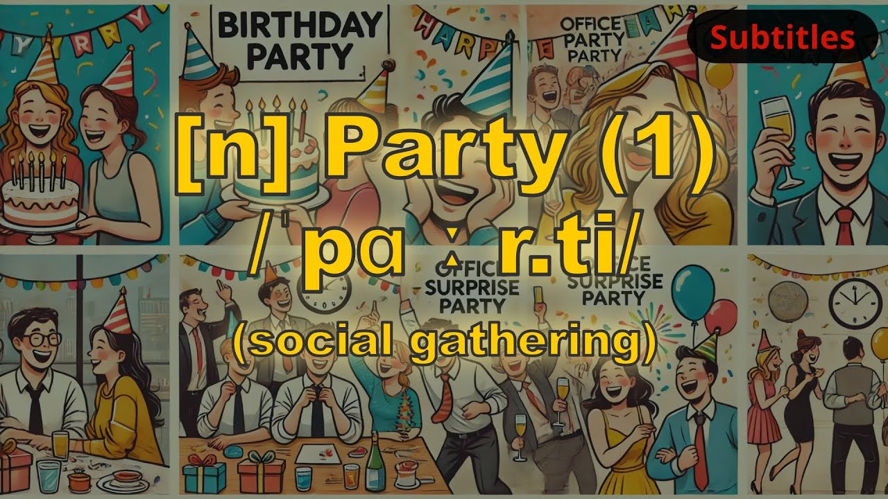 [n] Party meaning (social gathering) with 5 examples - YouTube