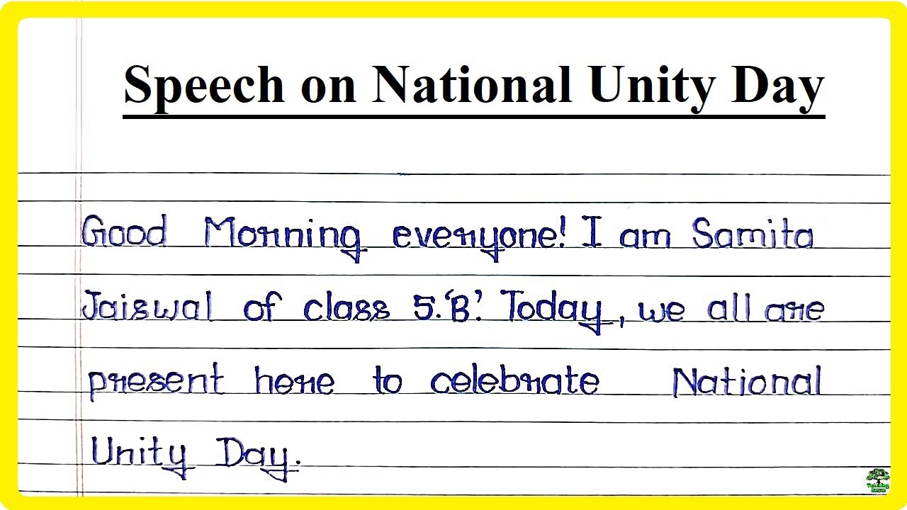 National Unity Day Speech | Speech on National Unity Day in English ...