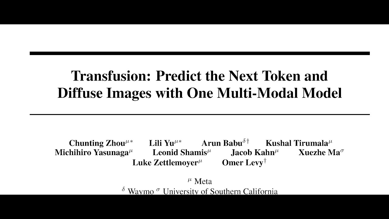Transfusion: Predict the Next Token and Diffuse Images with One Multi ...