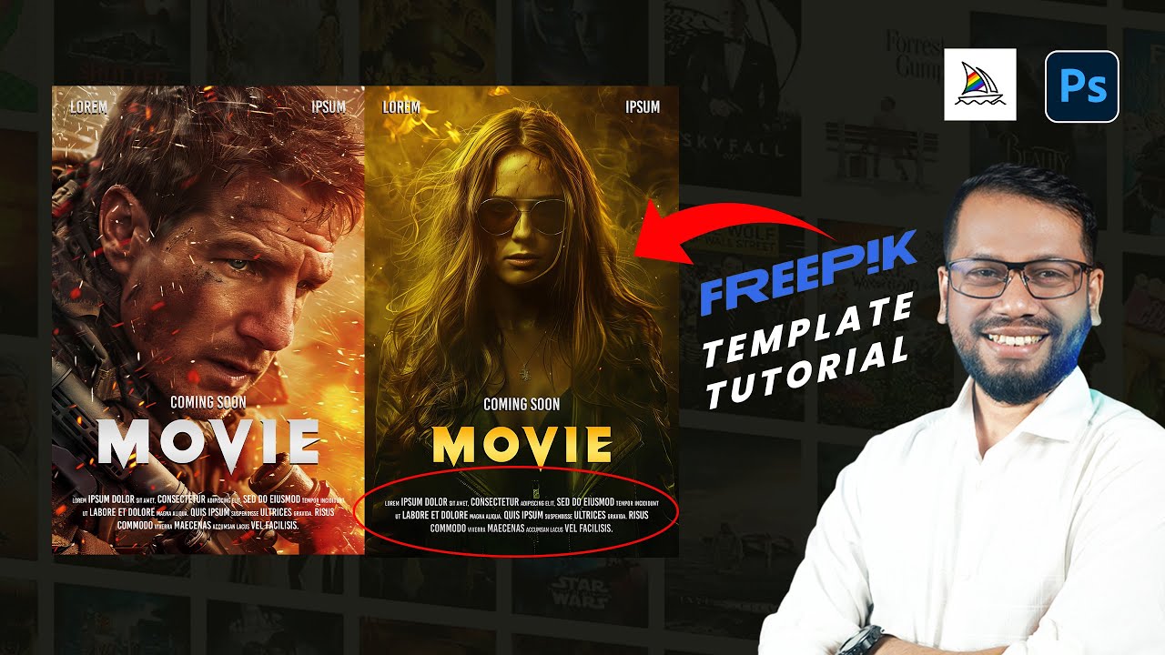 How to design movie poster template for Freepik - YouTube