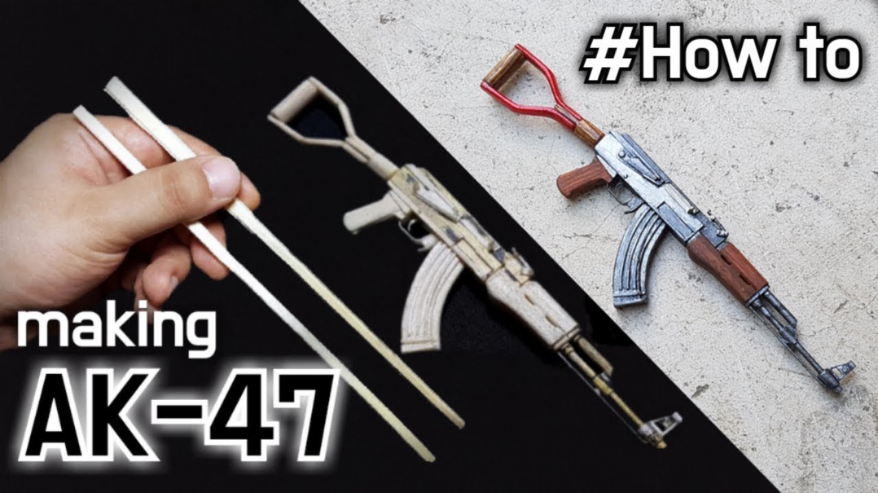 [마즐래] 나무젓가락 Ak-47 만들기 [나무젓가락 공예] how to make Ak-47 shovel gun in wooden ...