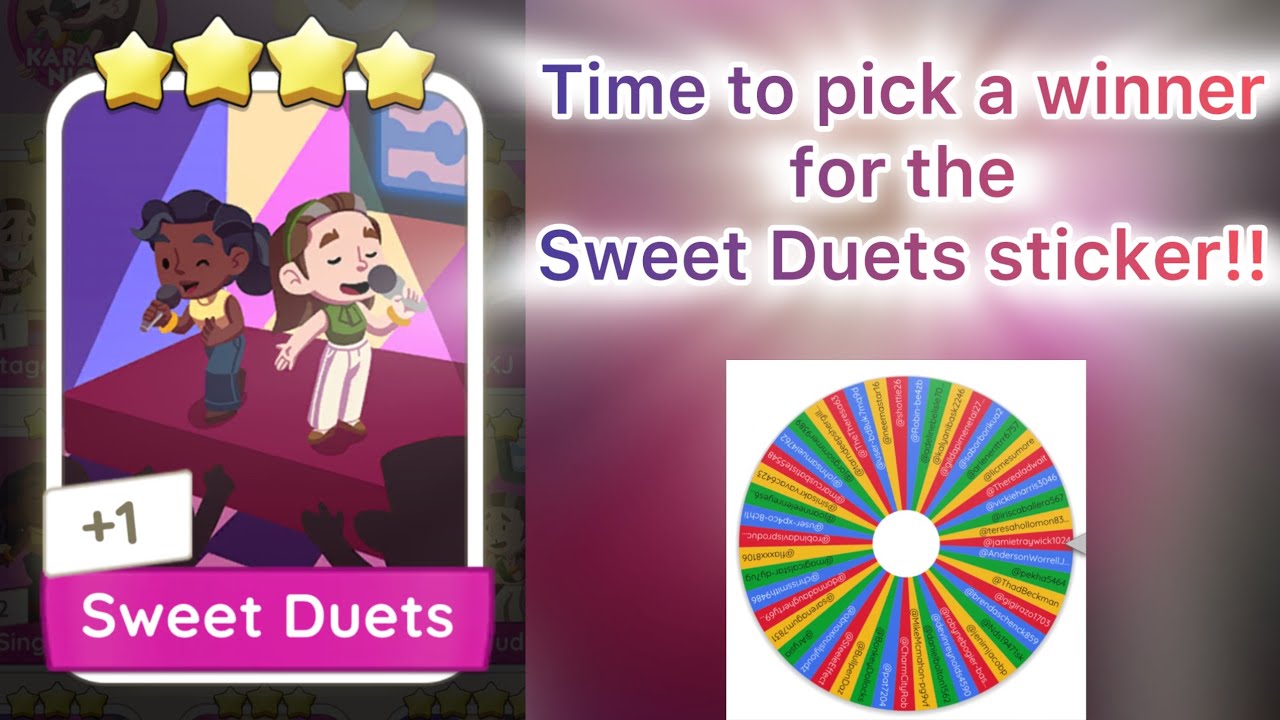 We have a WINNER for the Sweet Duets Monopoly GO sticker! - YouTube