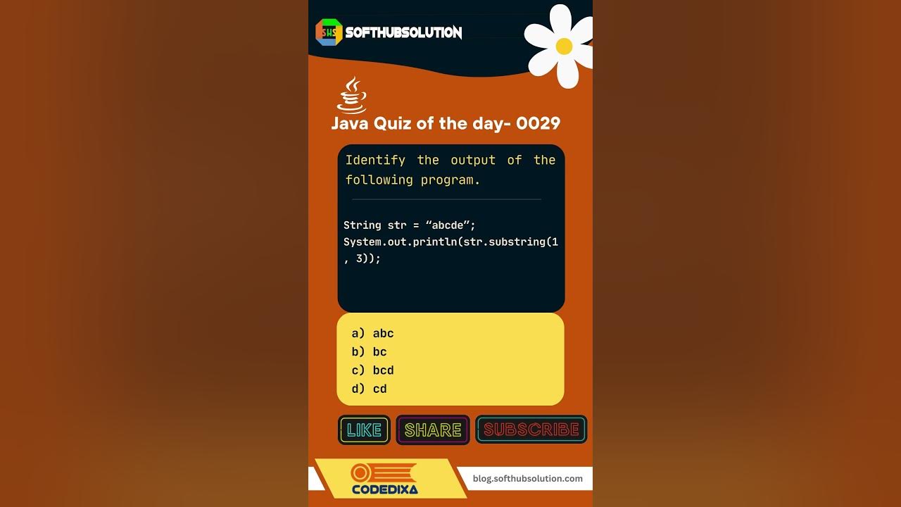 Java Quiz Of The Day 0029 🔥 Learnjava Pythonquiz Codedixa Softhubsolution Javachallenge