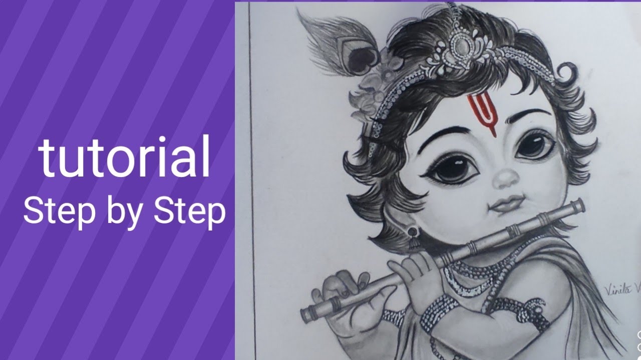 How to Draw Cute Krishna ji🙏॥ Easy Trick॥ Step by Step pencil Drawing ...