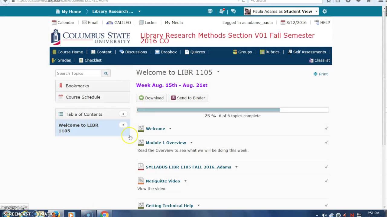 Getting Started with LIBR 1105 in CougarView - YouTube