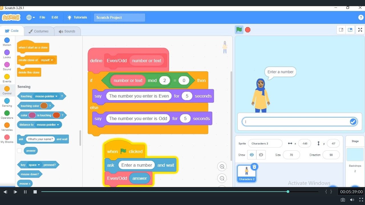 How to find a number is even/odd in scratch #programming #education # ...