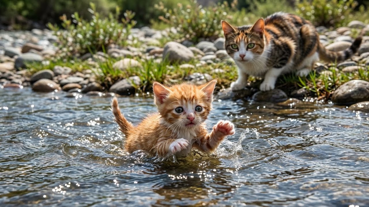 Kitten Thrown Into the River – A Mother’s Leap and the Rescue That ...