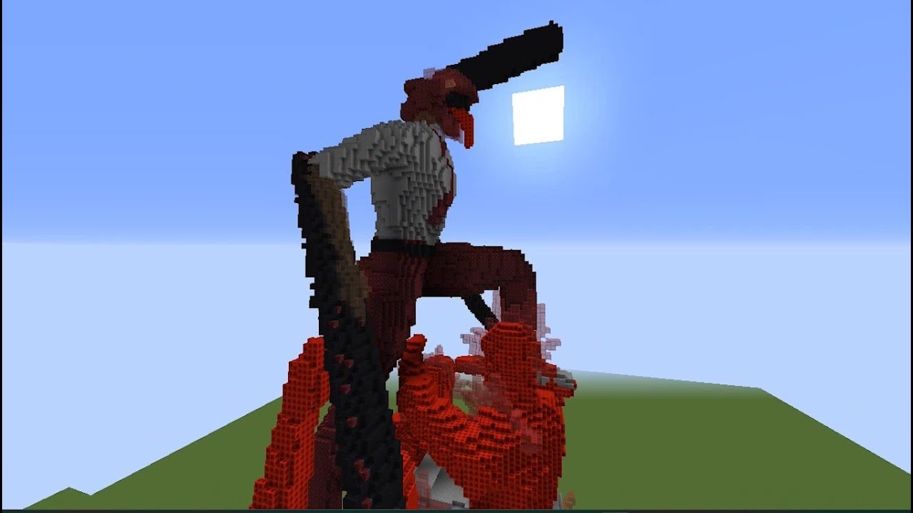 Chainsaw Man Statue Timelapse Build In Minecraft - YouTube