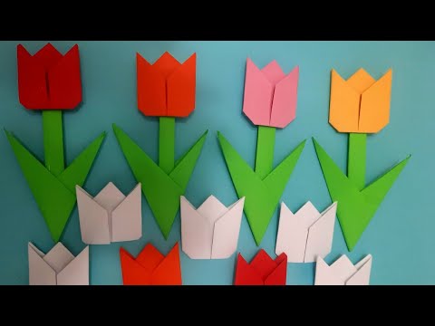 Kağıttan lale nasıl yapılır / Origami Flower / Origami lale yapimi / Origami Tulip Flowers