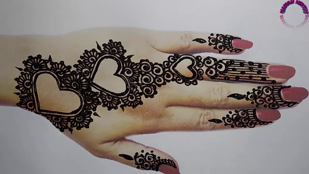 Heart shape mehndi design for hands | mehndi dizain easy | mehandi ...